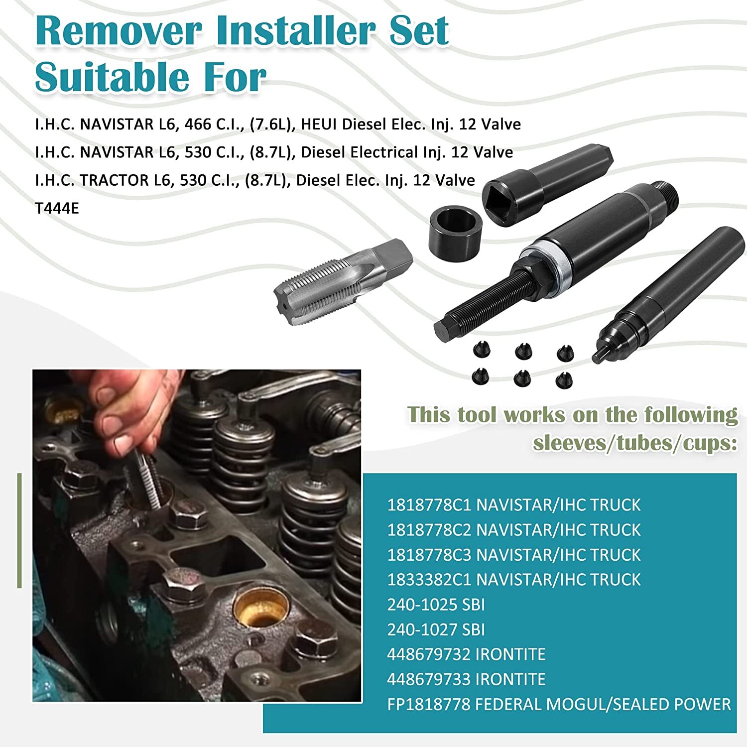 For DT466E DT530E Diesel Fuel Injector Sleeve Cup Tube Puller Remove ...