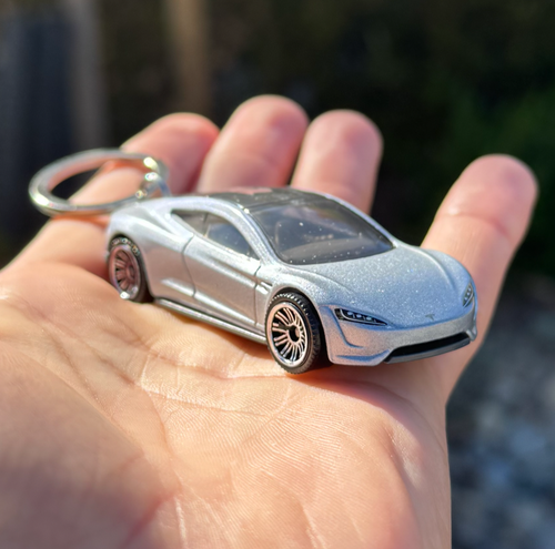 Tesla Roadster Silver Keychain Key Ring Gift for Electric Mini EV Car ...