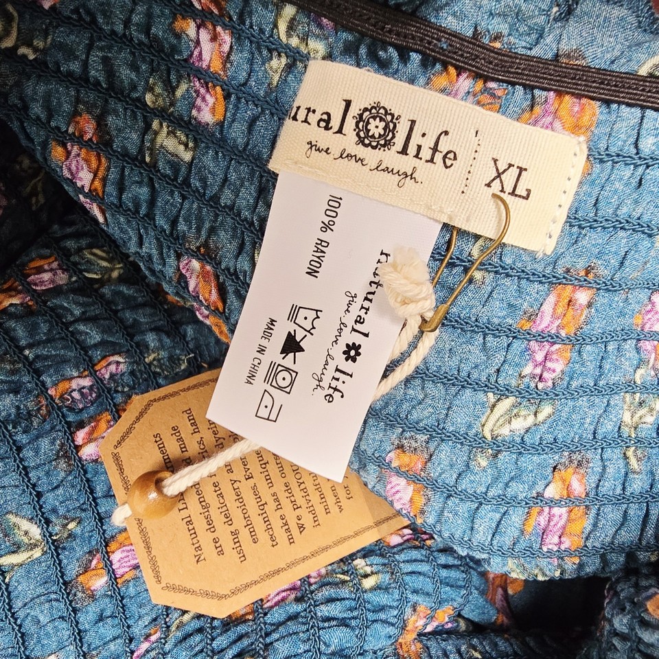 Natural Life Pant Size XL Make a Move Wide Leg Palazzo Floral Smocked ...