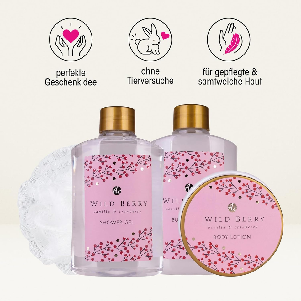 - Set Doccia Da Donna Wild Berry in Cestini in Erba Marina, Set Da ...