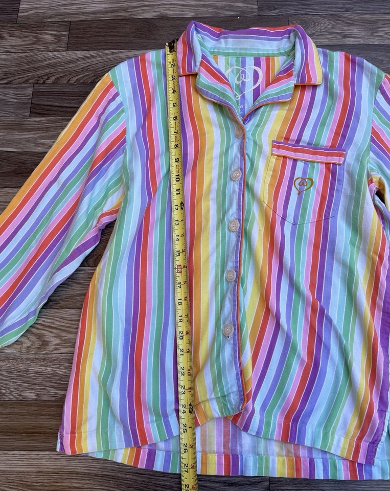 Vintage Victoria's Secret Rainbow Vertical Stripe Button Up Sleep Shirt ...