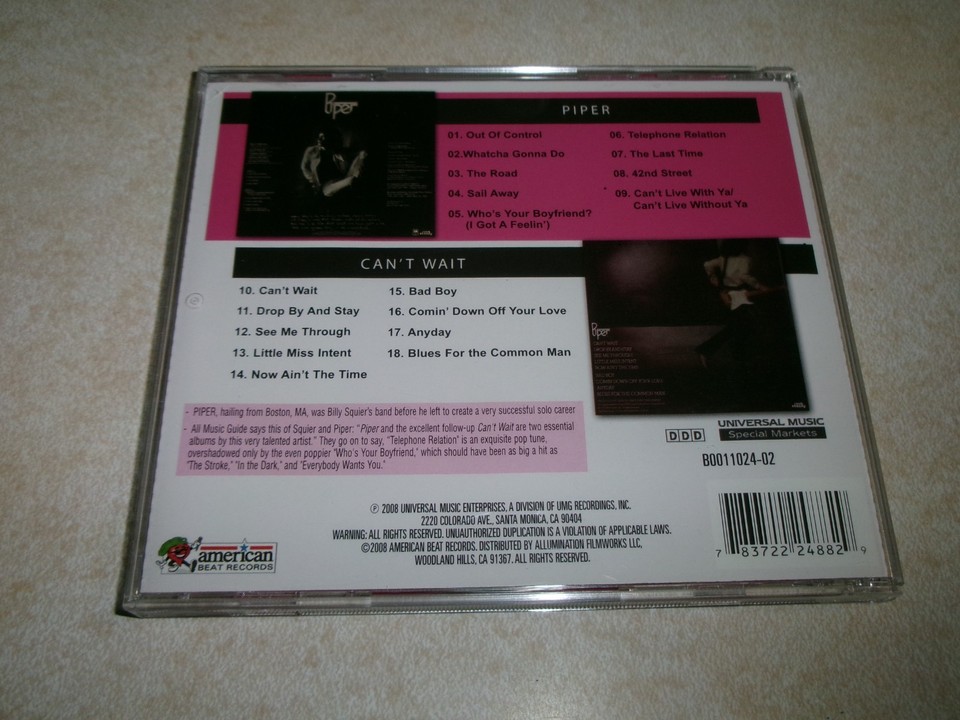 Piper Billy Squier 2 Albums on 1 CD "Piper" & "Can't Wait" | eBay