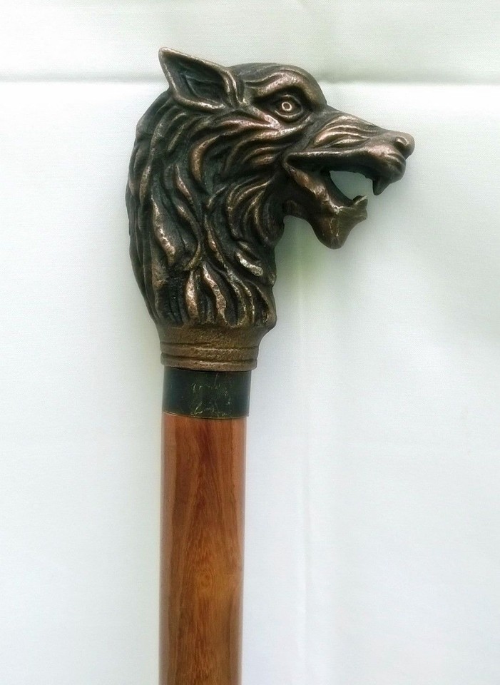 Vintage Mafia Style Walking Cane - Brass Handle Walk Stick - Maritime ...
