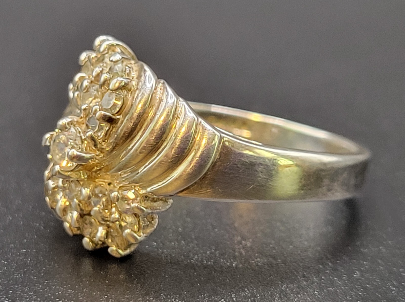 Vintage LIND Silver Plate SP Rhinestone Cluster Ring SIZE 8 Chic ...