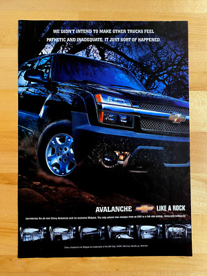 2001 Print Ad Chevrolet Avalanche Like A Rock | eBay