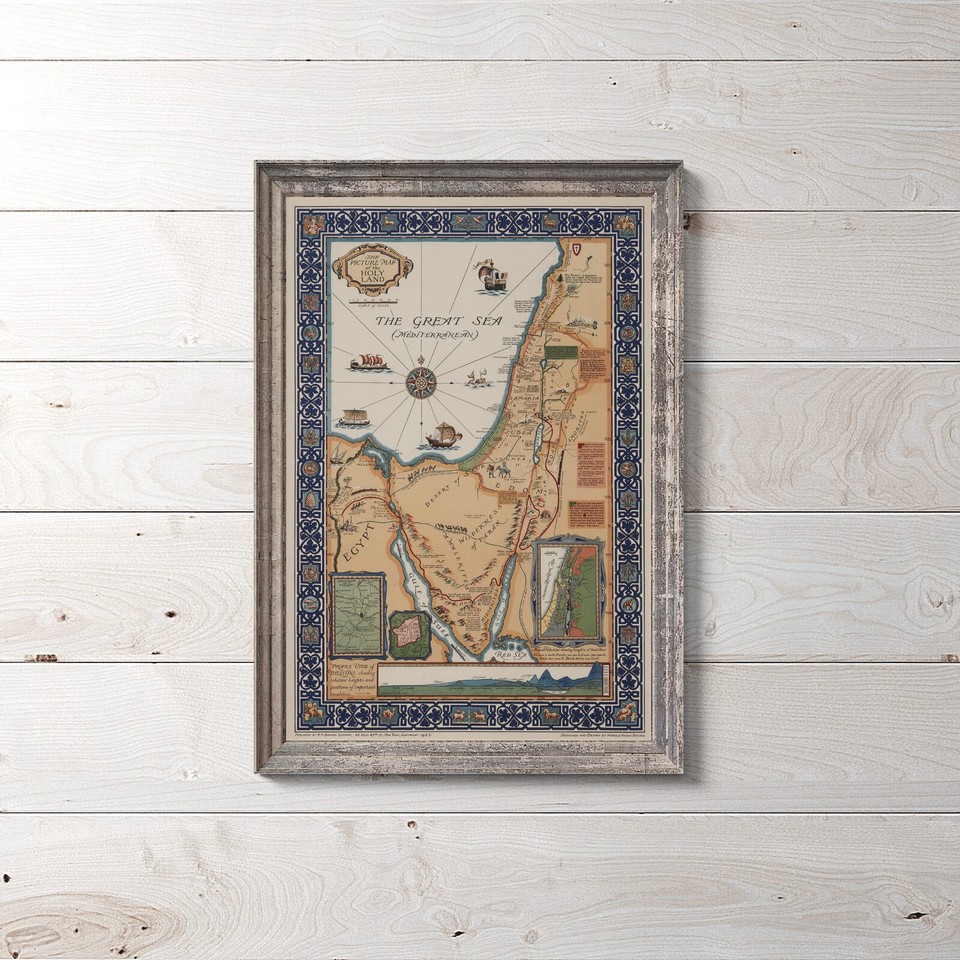 Biblical Map of the Holy Land Showing New Testament Places c. 1928 ...