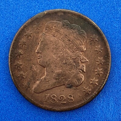 1828 P Classic Head Thirteen Stars Copper Half Cent Early US Copper XF ...