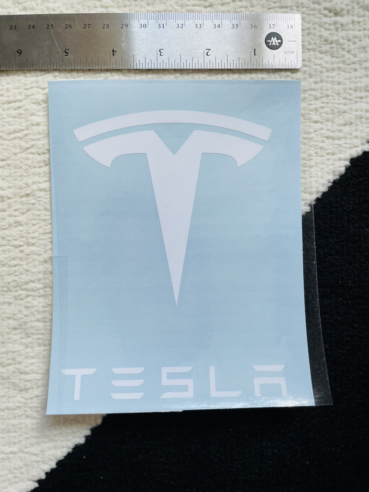 Tesla Car Window Classic Logo White Vinyl Decals Sticker 7*5 Inches ...