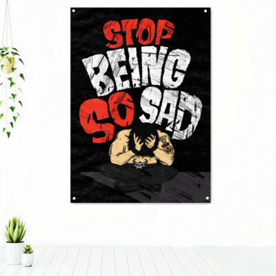 STOP BEING SO SAD Workout Poster Wall Art Tapestry Gym Banner Flag Home ...