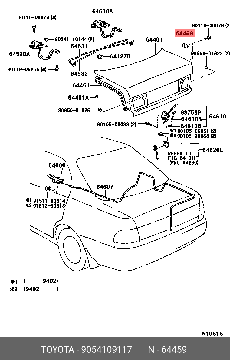 Genuine OE cushion, rear door panel, 9054109117 for TOYOTA 90541-09117 ...