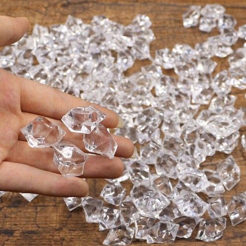 100pcs Artificial Ice Cubes Acrylic Fake Diamonds Clear Ice Rocks Vase ...