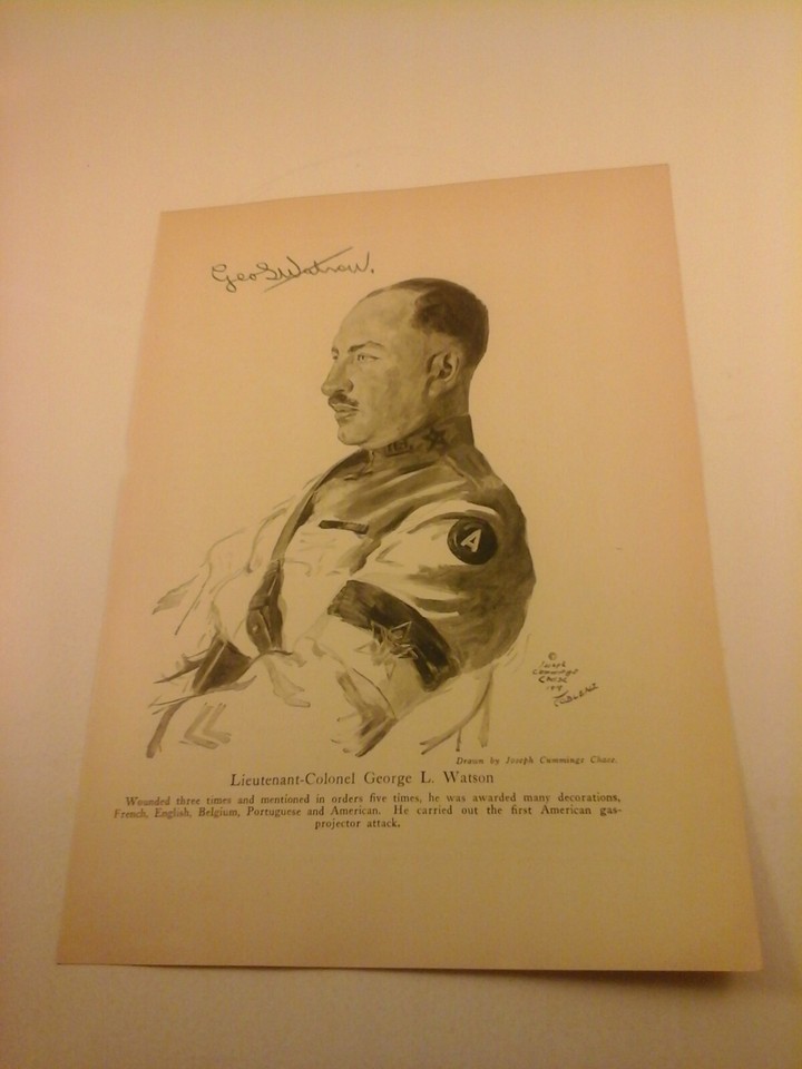 Lot of 6 Vtg 1920 WWI ART PRINT of WWI HERO Lieutenant-Colonel George L ...