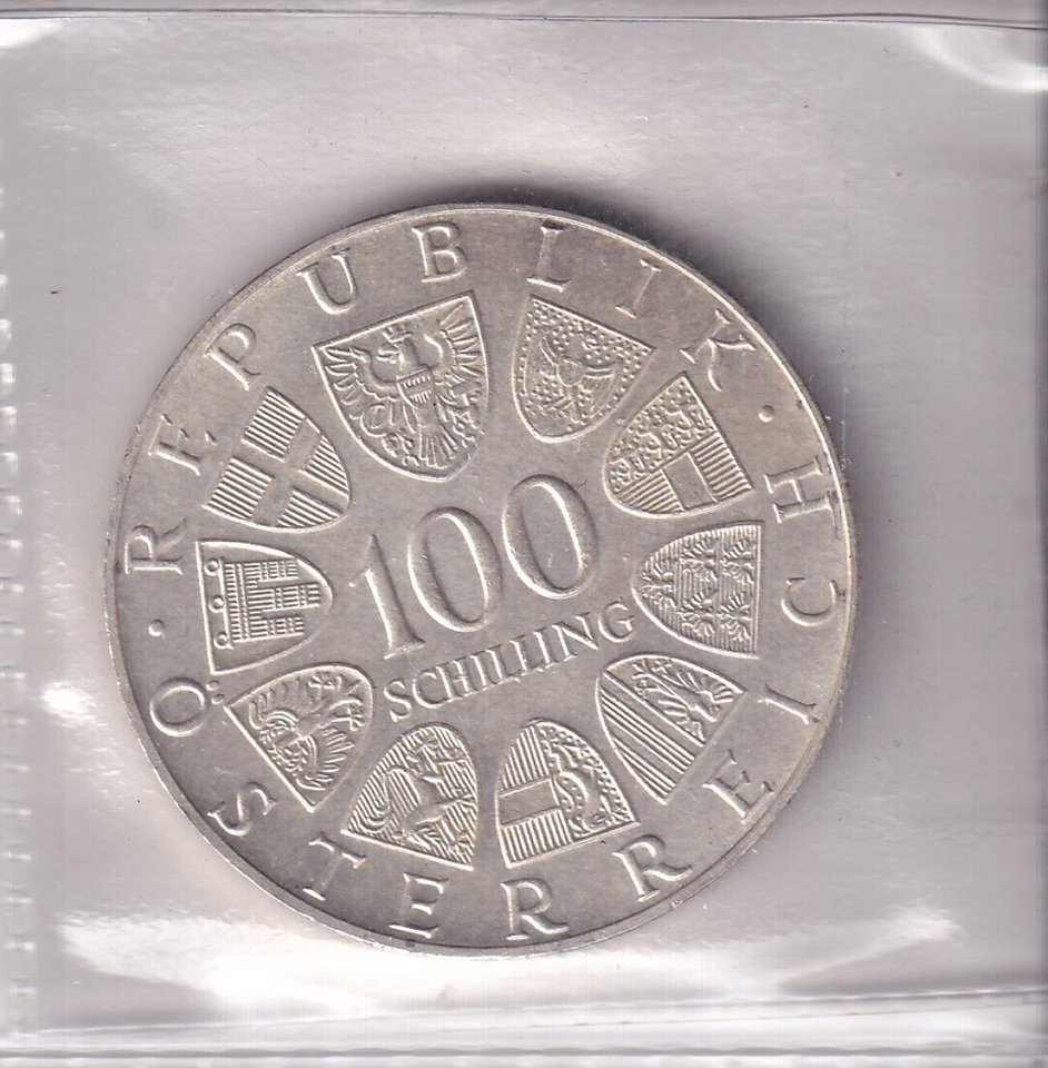 AUSTRIA: 1979 100 SCHILLING INTERNATIONALES ZENTRUM WIEN SILVER COIN ...