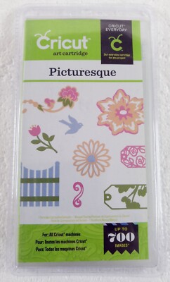 CRICUT *PICTURESQUE* CARTRIDGE *FLOWERS FLOURISHES TAGS CORNERS CARDS ...