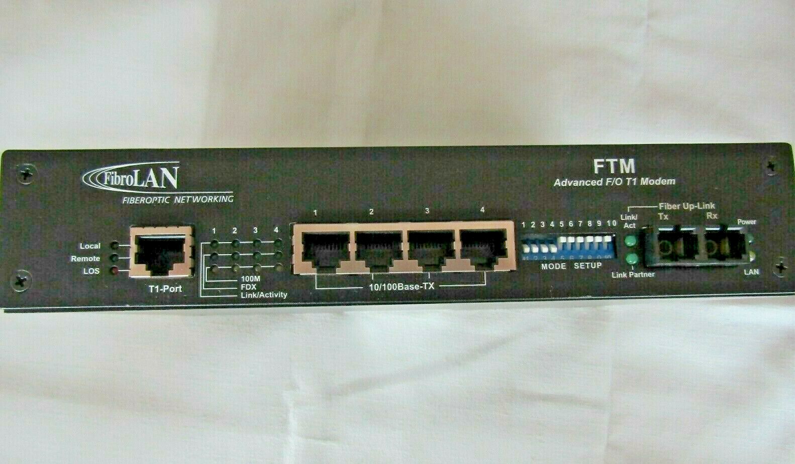 FibroLAN FTM Advanced F/O Fiberoptic T1 Modem 4 Ports 10/100TX 1 T1 ...
