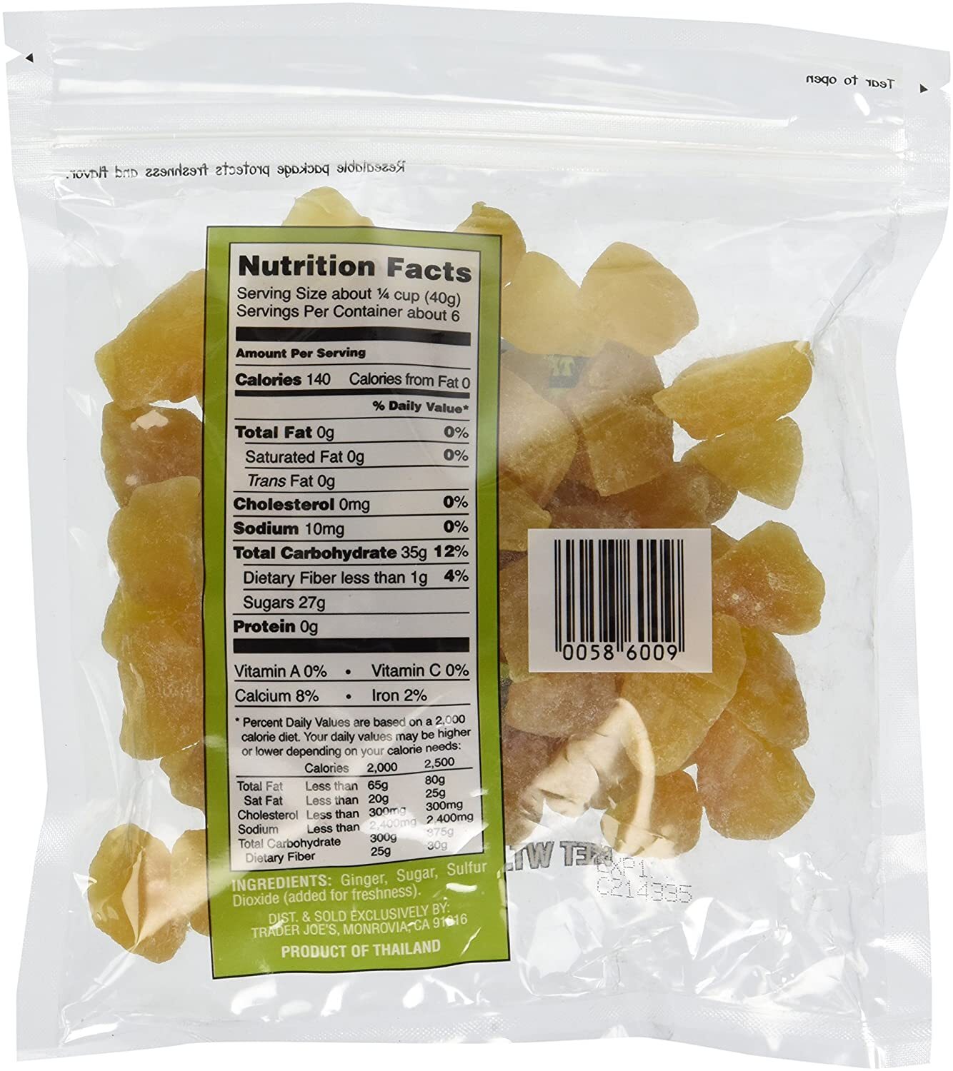 Trader Joe's Uncrystallized Candied Ginger 8oz Original 1,2 or 4 Packs ...