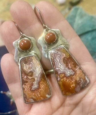 Theodore Drendel Signed Modernist Sterling Silver Stone Dangle Earrings ...