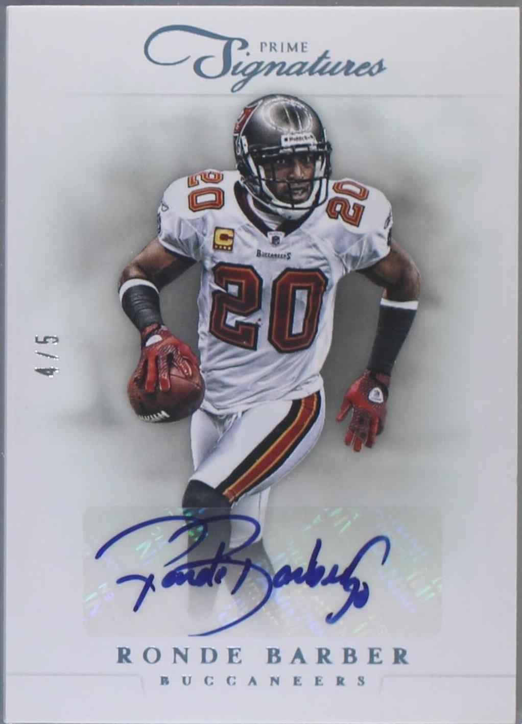 2012 Panini Prime Signatures - Ronde Barber #83 Platinum Signatures /5 ...