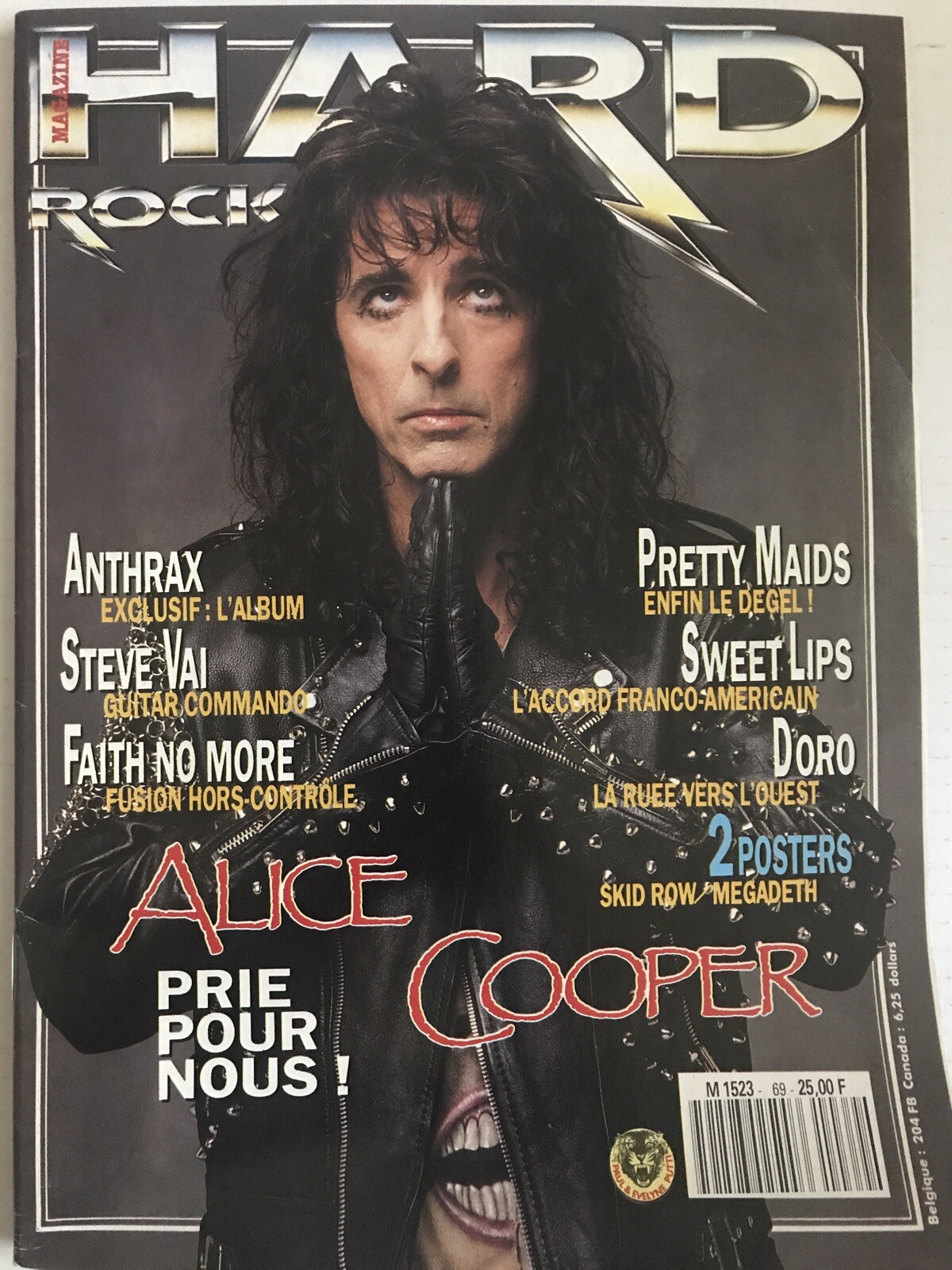 HARD ROCK MAGAZINE-FRANCE ALICE COOPER-SKID ROW-MEGADETH POSTERS #69 NM ...