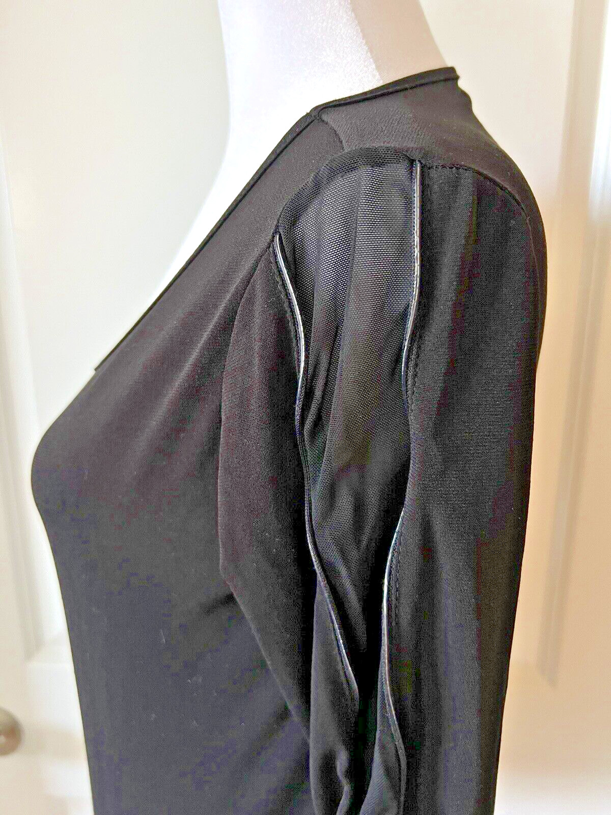 ANATOMIE Black Net Sleeves Stretch Top Shirt Womens X… - Gem