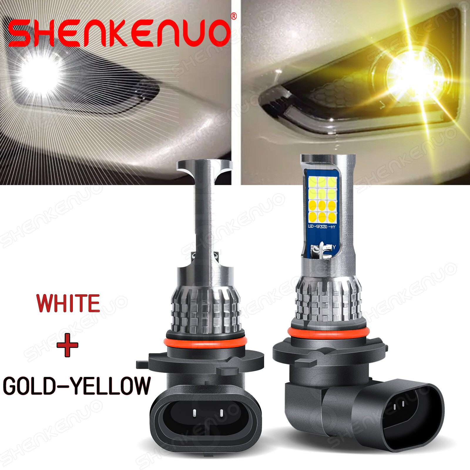 White Gold Yellow LED Foglight Bulbs Dual Color Flash For Cadillac SRX ...