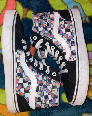 VANS Fillmore Butterfly Checkerboard Multi Hi Top Women 7.5 - Vans Sk8 ...
