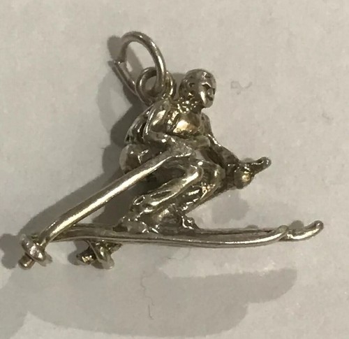 Vintage Sterling Silver Skier Charm Skiing Winter Sport Figural Pendant ...