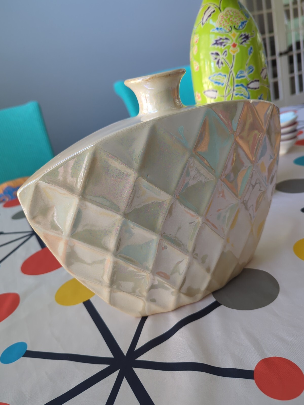 Vintage MCM Art Pottery Ceramic Glaze Pearl Irradesent Vase Deco ...