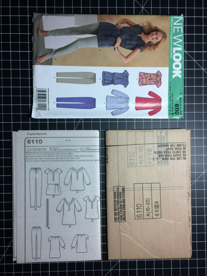 Simplicity #6110 ~ Pattern New Look Pants Shirt Top Tunic ~ Misses 10 ...