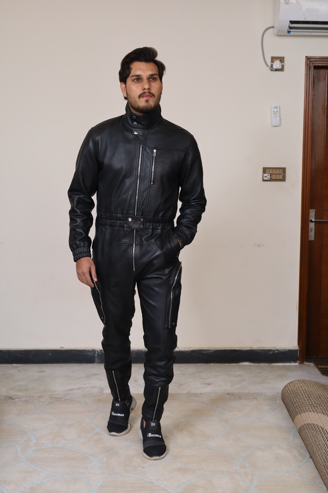 Genuine handmade men's leather catsuit overall bodysu… - Gem