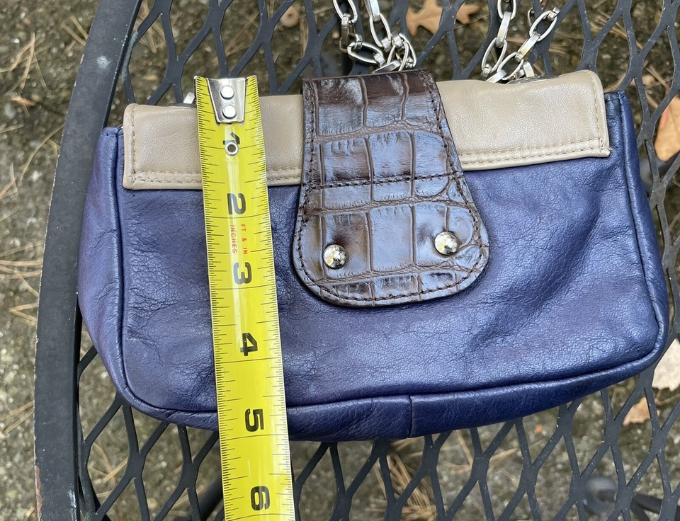 Jose Bravo Small Crossbody Purse Clutch Chain Strap Blue Brown Croc ...