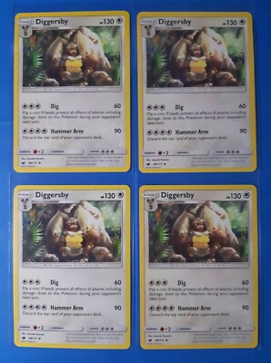 4x Diggersby 88/111, 4x Bunnelby 87/111 Pokemon card SM Crimson ...