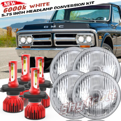 4PCS 5.75" 5-3/4" Round-LED-Headlights for-GMC-C15/C1500 1961-1972 ...