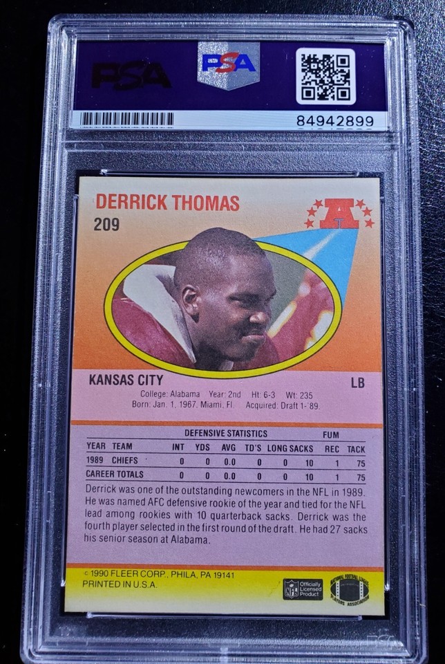 Derrick Thomas autograph PSA authenticated Spectacular Looking 1990 ...