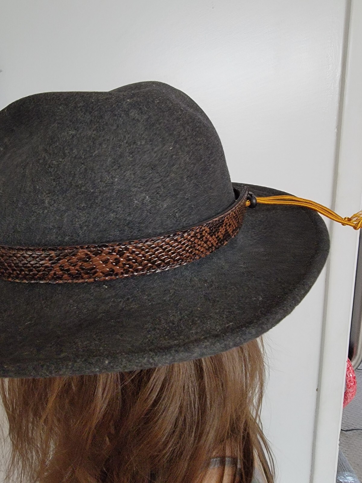 Faux coffee brow Python hatband adjustable Western cowboy cowgirl snake ...