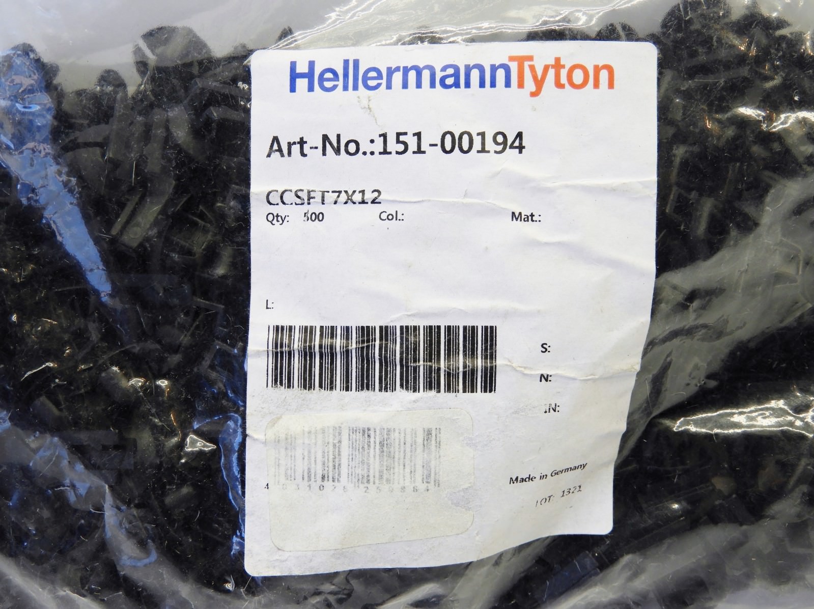 500pcs Hellerman 151-00194 Connector Clip Hole Dia. 7.0X12.0mm; Panel 0 ...