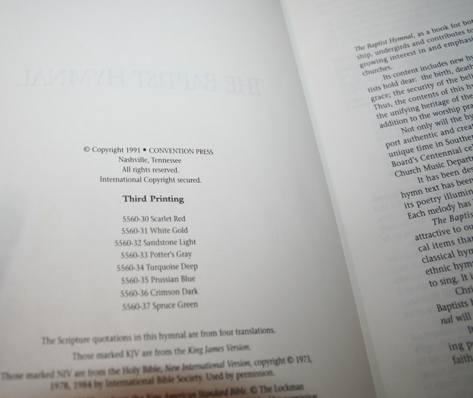 THE BAPTIST HYMNAL 1991 Potter's Grey HC Gospel Hymns Church Song Book ...