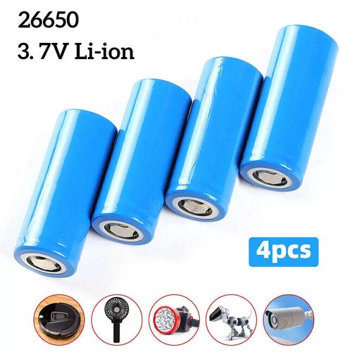 26650 Battery 3.7V Li-ion Rechargeable Cell Charger For Flashlight Lot ...