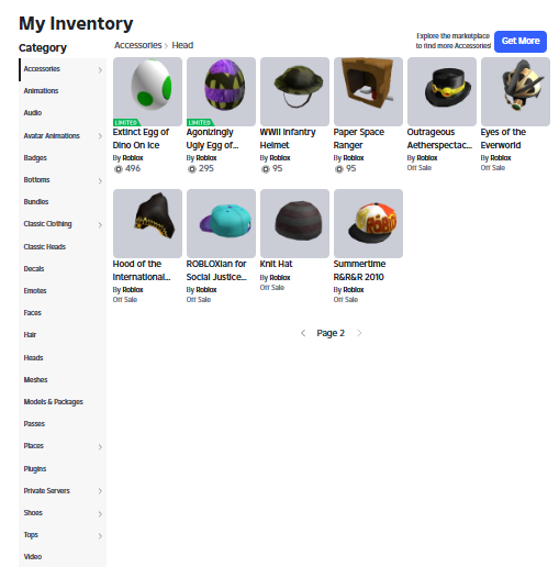 ROBLOX + 30+ OFFSALES + 2010 OG JOIN DATE + HEADSTACK ITEM + RARE ...