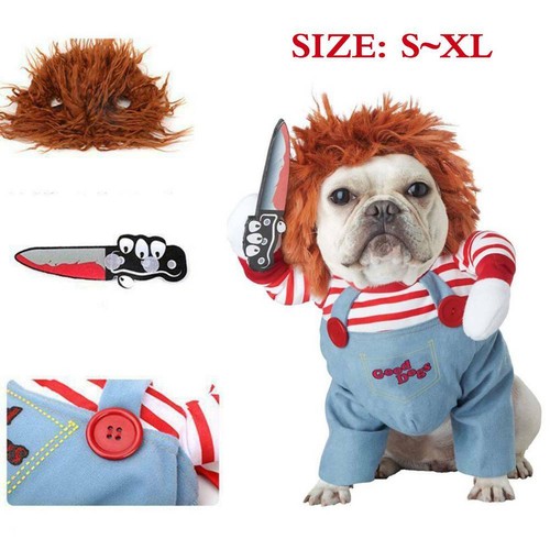 Pet Clothes Deadly Doll Halloween Scary Dog Costumes Funny Cosplay ...