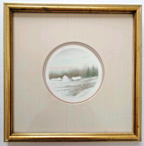 Arnold Alaniz Original Winter Landscape Painting Litho 4.5-14"Sign ...