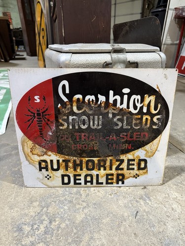 Vintage Original Scorpion Snow Sleds Snowmobile Metal Advertising Sign ...