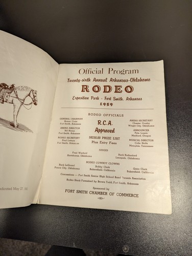 1959 ARKANSAS - OKLAHOMA Fort Smith RODEO Harper Arena PROGRAM | eBay
