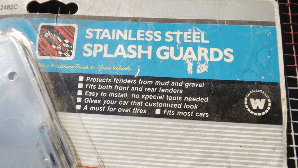 NOS Vtg 70s Front MINI Stainless Steel Chrome Mud Flaps Splash Guards ...