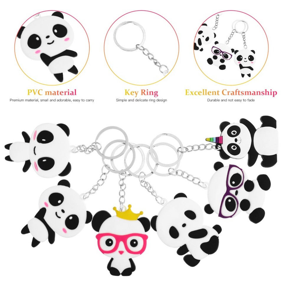 Toyvian 6pcs Cartoon Panda Keychains Key Ring Party Favors Pendant for ...