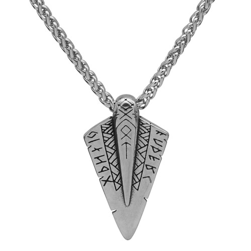 Mens Viking Odin Spear Runes Pendant Stainless Steel Necklace with ...