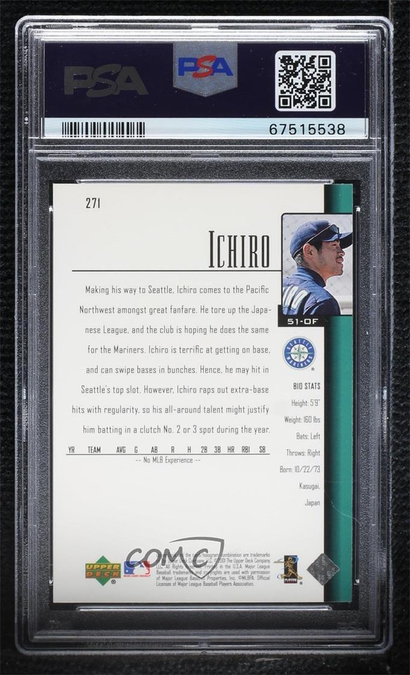 2001 Upper Deck Star Rookie Ichiro Suzuki Ichiro #271 PSA 9 MINT Rookie RC | eBay