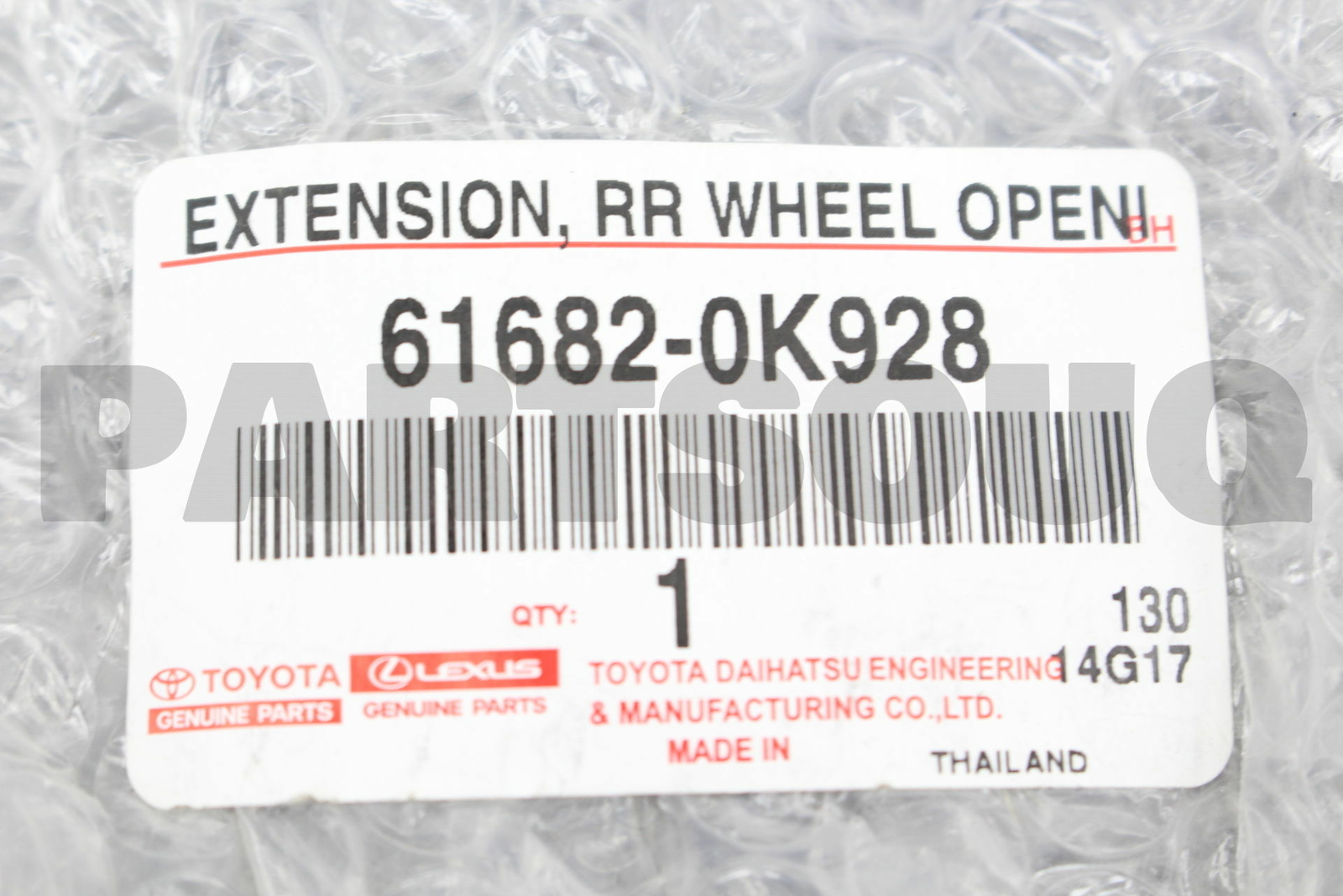 616820K928 Genuine Toyota EXTENSION SUB-ASSY, REAR WHEEL OPENING, NO.1 ...