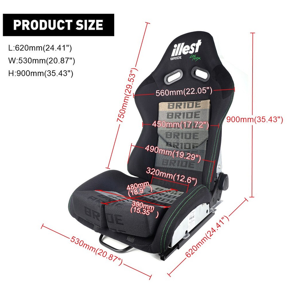 Bride Gradation Reclinable Racing Bucket Seat Low Max Set Full Cloth ...