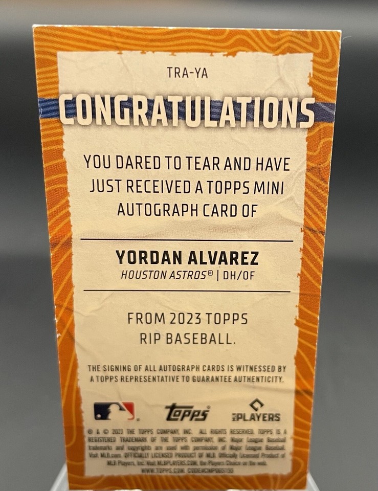 2023 Topps Yordan Alvarez Topps rip Baseball 8/10. | eBay